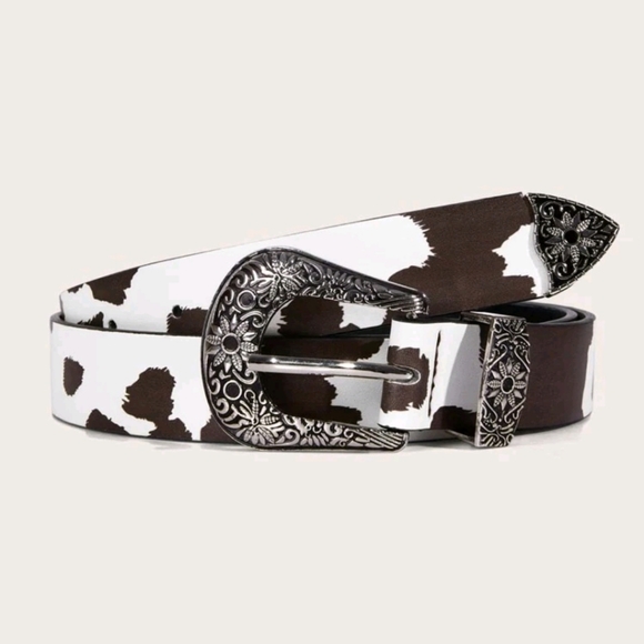 Accessories | Womens Western Cow Print Belt Brown And White | Poshmark